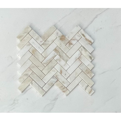 Tileville Calacatta Gold 1" x 3" Marble Natural Stone Polished Herringbone Wall & Floor Tile ...